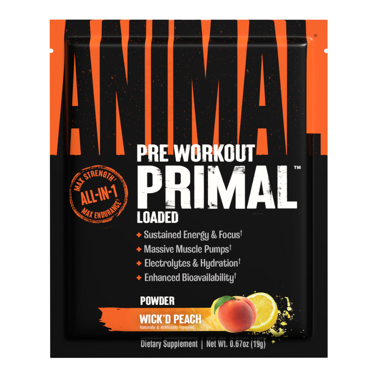 Animal Primal Preworkout Wick'd Peach Sample – Animal Pak